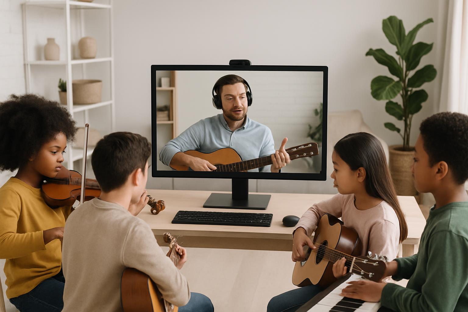 online music teaching, with a diverse group of students and an ...